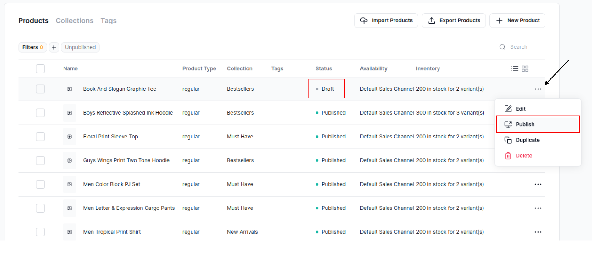 3.3 Publishing and unpublishing products | Ezier Wiki